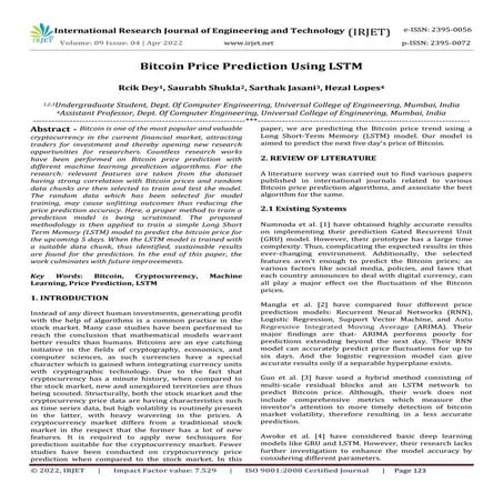 Bitcoin Price Prediction Using LSTM | PDF