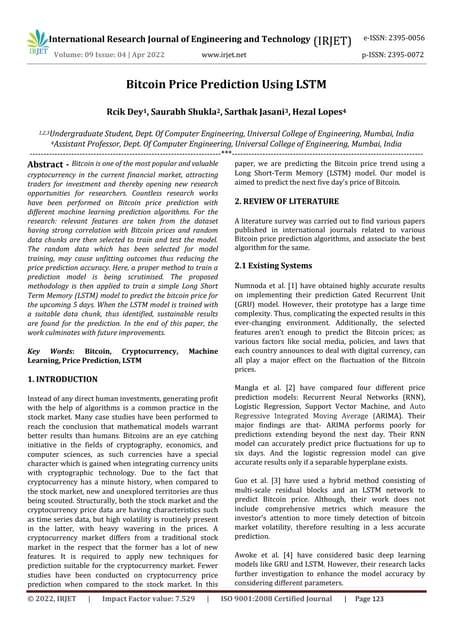 Bitcoin Price Prediction and Forecasting | PDF