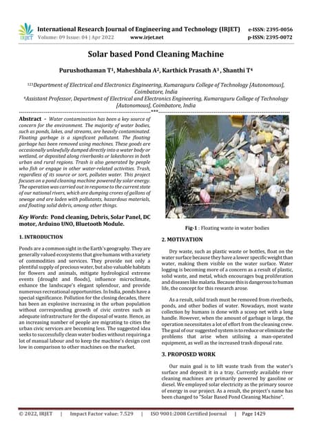 IRJET- Design and Fabrication of River Cleaning Machine | PDF ...