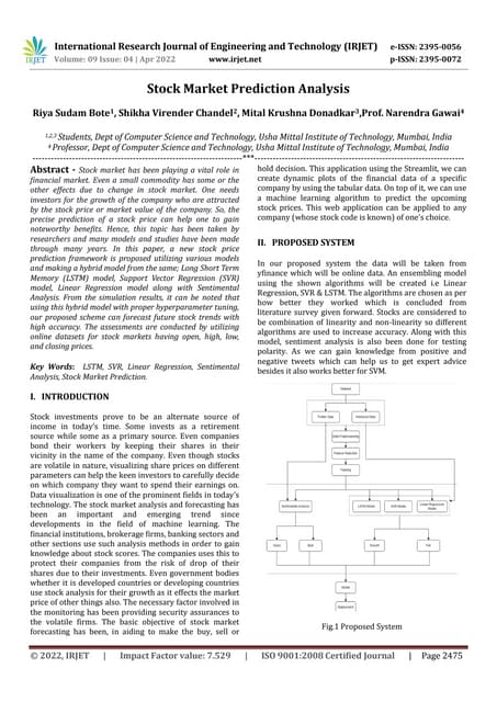 stock price prediction using machine learning | PPTX
