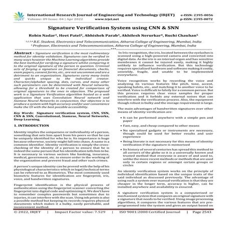 Signature Verification System using CNN & SNN | PDF