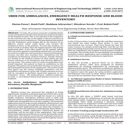 UBER FOR AMBULANCES, EMERGENCY HEALTH RESPONSE AND BLOOD INVENTORY | PDF
