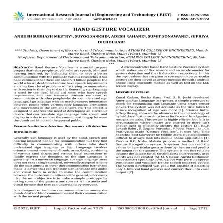 HAND GESTURE VOCALIZER | PDF