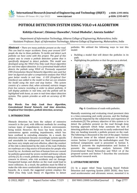 Pothole Detection using IoT, Android and iOS | PDF