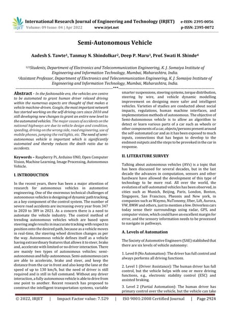 Designing Autonomous Car using OpenCV and Machine Learning | PDF | Driverless Cars | Auto Type