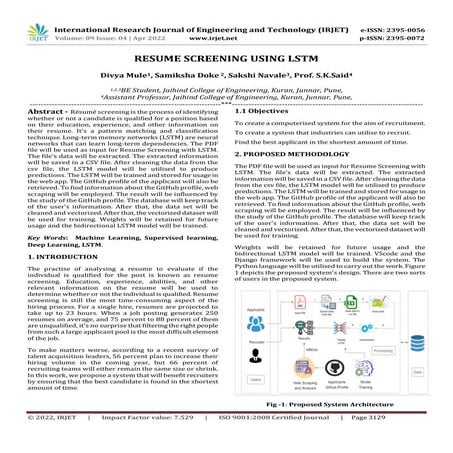 RESUME SCREENING USING LSTM | PDF