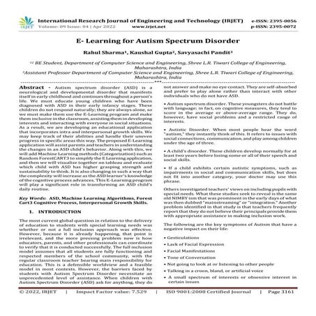 E- Learning for Autism Spectrum Disorder | PDF