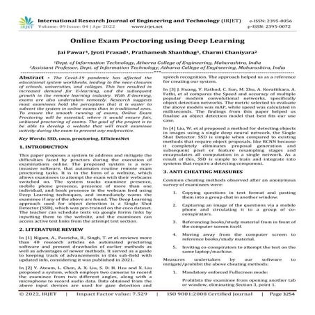 Online Exam Proctoring using Deep Learning | PDF