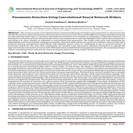 Pneumonia Detection Using Convolutional Neural Network Writers Pdf
