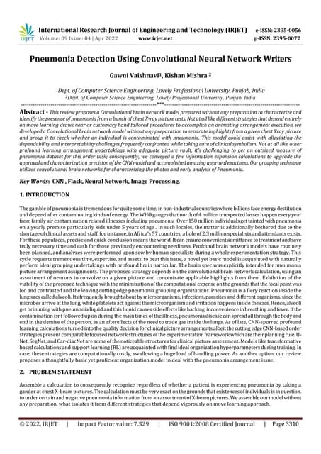 Pneumonia Detection Using Convolutional Neural Network Writers Pdf