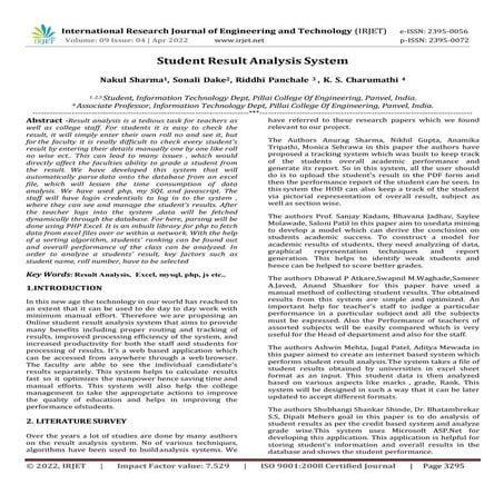 Student Result Analysis System | PDF