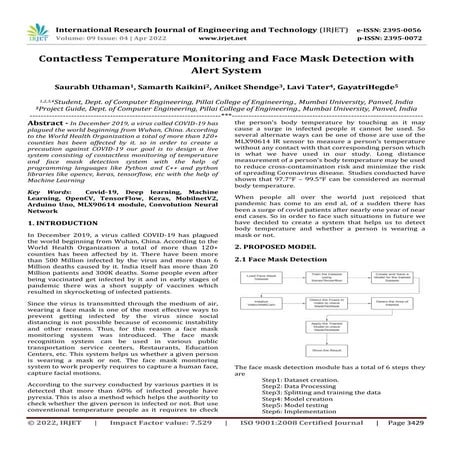Contactless Temperature Monitoring and Face Mask Detection with Alert ...