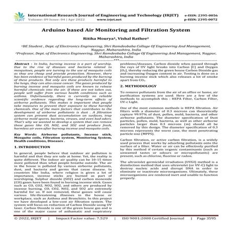 Arduino based Air Monitoring and Filtration System | PDF