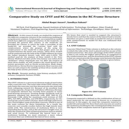 Comparative Study on CFST and RC Column in the RC Frame Structure | PDF