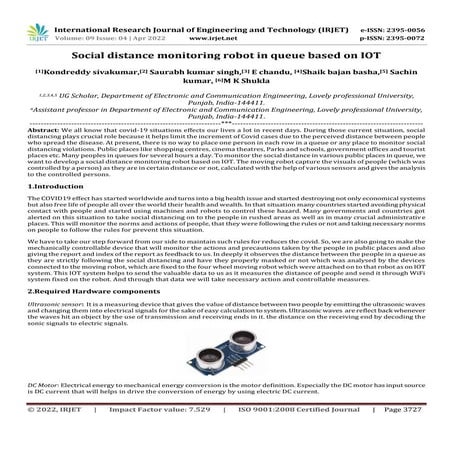 Social Distance Monitoring Robot In Queue Based On Iot Pdf