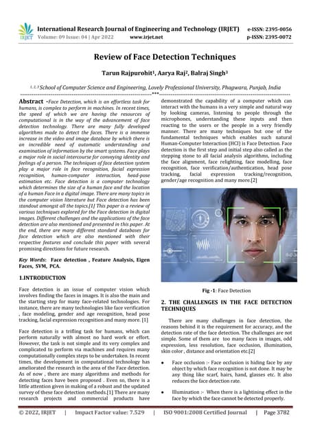 Review Of Face Detection Techniques Pdf