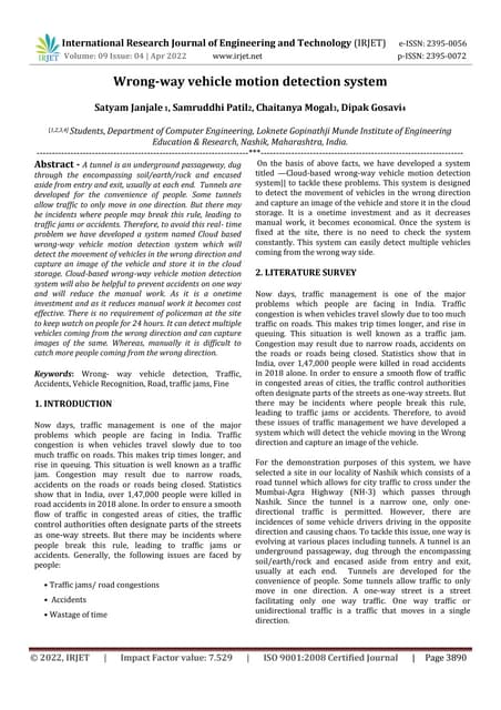 Wrong-way vehicle motion detection system | PDF Wrong-way vehicle motion detection system | PDF