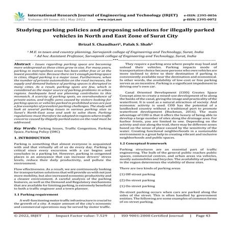 Studying parking policies and proposing solutions for illegally parked vehicles in North and ...