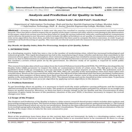 Analysis and Prediction of Air Quality in India | PDF