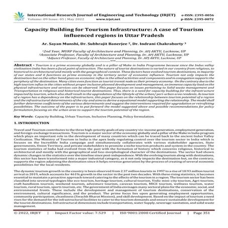 Capacity Building for Tourism Infrastructure: A case of Tourism ...