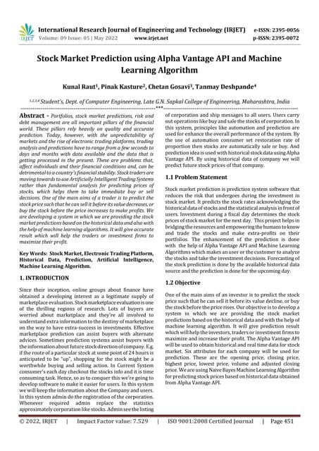 Stockmarket Analysis And Prediction Using Lstm Ppt