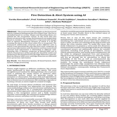 Fire Detection & Alert System using AI | PDF