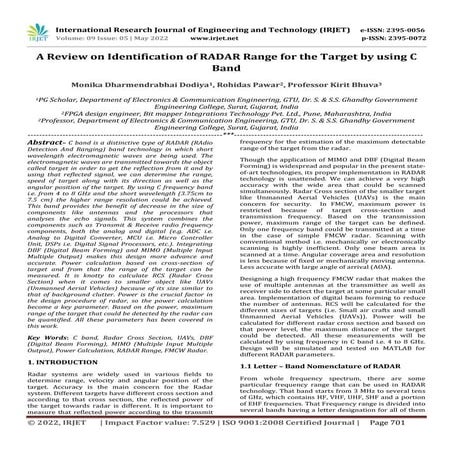 A Review on Identification of RADAR Range for the Target by using C ...