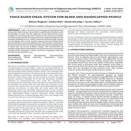 VOICE BASED EMAIL SYSTEM FOR BLIND AND HANDICAPPED PEOPLE | PDF