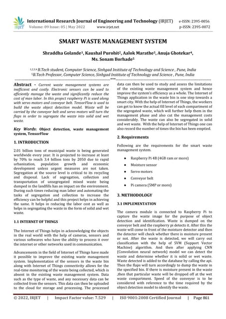 An Automated Machine Learning Approach For Smart Waste Management System | PDF
