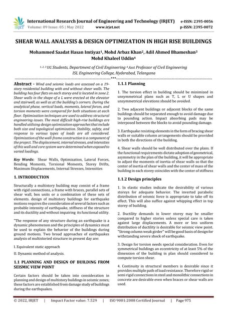 Shear walls and re entrant corners | PDF