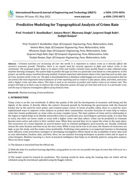 Crime Prediction And Analysis Using Machine Learning Ppt