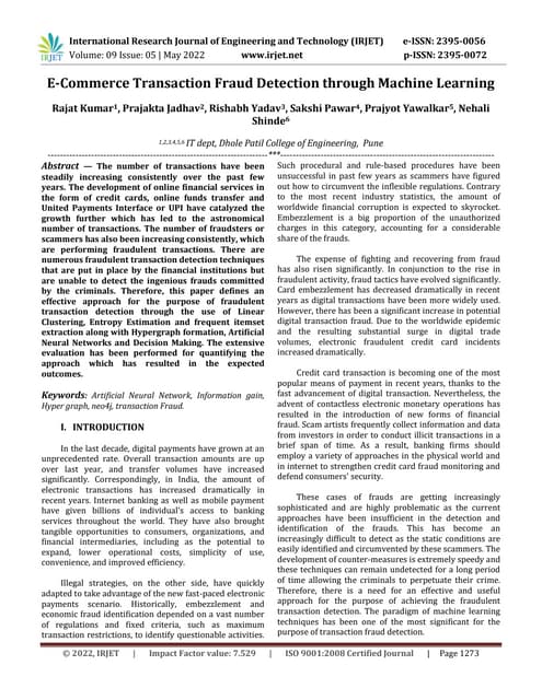 E Commerce Transaction Fraud Detection Through Machine Learning Pdf
