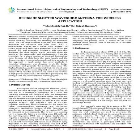 DESIGN OF SLOTTED WAVEGUIDE ANTENNA FOR WIRELESS APPLICATION | PDF