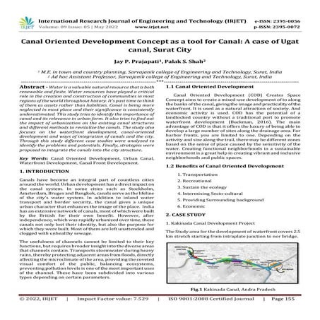Canal Oriented Development Concept as a tool for Canal: A case of Ugat ...
