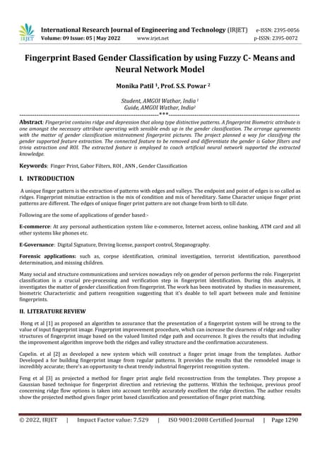 Fingerprint Based Gender Classification By Using Fuzzy C Means And Neural Network Model Pdf