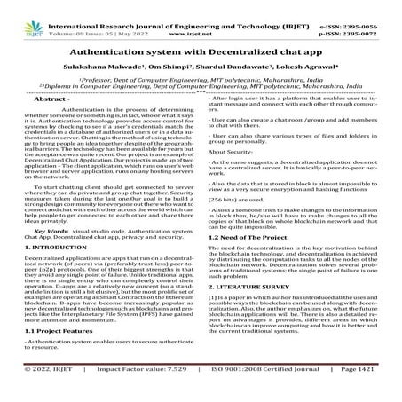Authentication system with Decentralized chat app | PDF | Computer Software and Applications ...