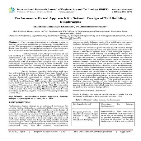 Performance Based Approach for Seismic Design of Tall Building ...
