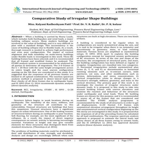Comparative Study of Irregular Shape Buildings | PDF