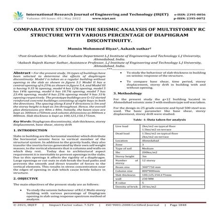 COMPARATIVE STUDY ON THE SEISMIC ANALYSIS OF MULTISTOREY RC STRUCTURE ...