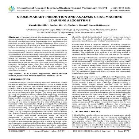 Stock Market Prediction And Analysis Using Machine Learning Algorithms