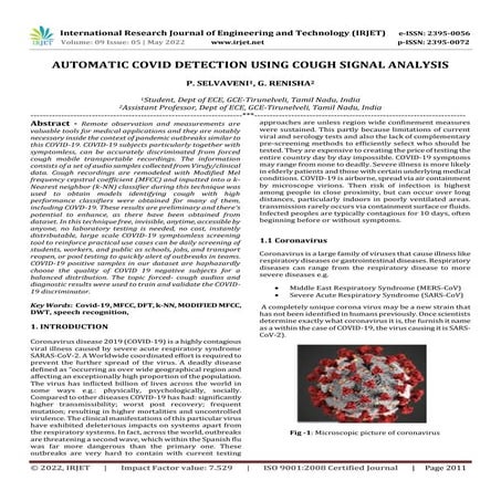 AUTOMATIC COVID DETECTION USING COUGH SIGNAL ANALYSIS | PDF | Digital Audio | Computer Software ...