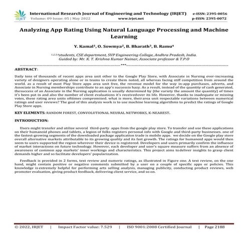 Analyzing App Rating Using Natural Language Processing and Machine Learning | PDF