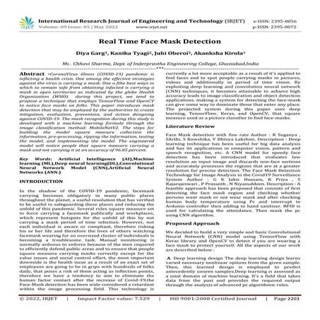 Real Time Face Mask Detection | PDF | Infectious Diseases | Diseases and Conditions