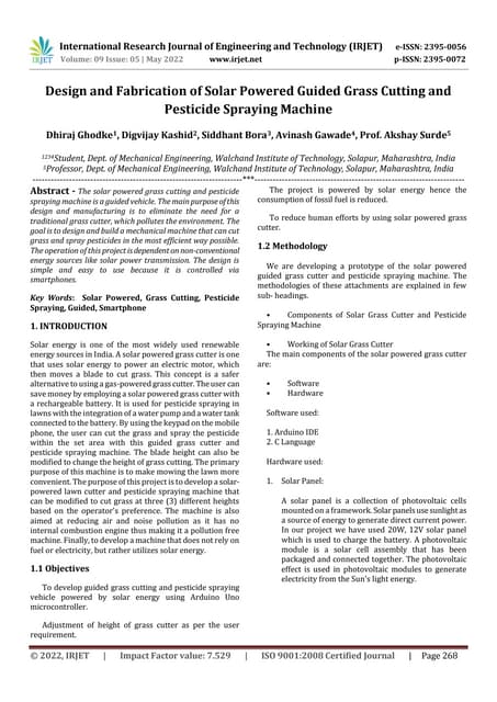 IOT based solar powered Grass cutting machine with Bluetooth remote ...