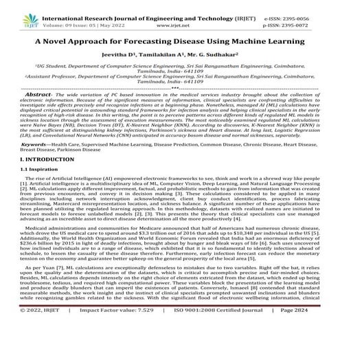 A Novel Approach for Forecasting Disease Using Machine Learning | PDF