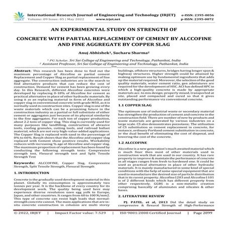 AN EXPERIMENTAL STUDY ON STRENGTH OF CONCRETE WITH PARTIAL REPLACEMENT ...