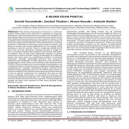 E-BLIND EXAM PORTAL | PDF