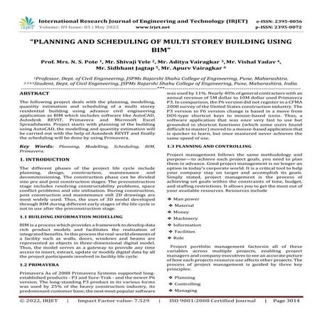 “PLANNING AND SCHEDULING OF MULTI STOREY BUILDING USING BIM” | PDF