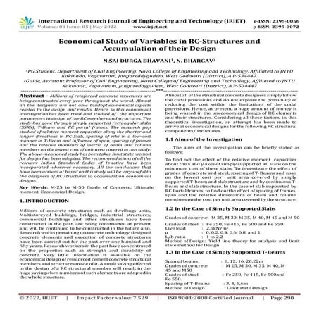 Economical Study of Variables in RC-Structures and Accumulation of their Design | PDF
