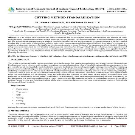 CUTTING METHOD STANDARDIZATION | PDF | Needlework | Arts and Crafts